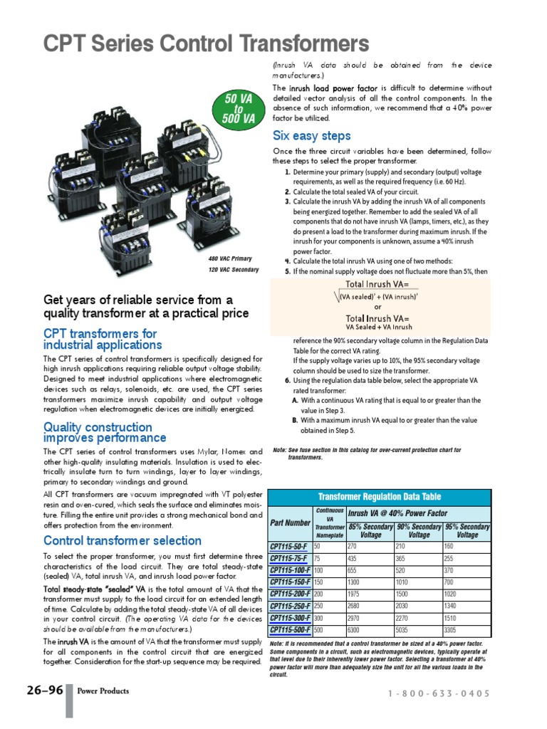 CPT Series Control Transformers: Six Easy Steps | PDF | Transformer ...