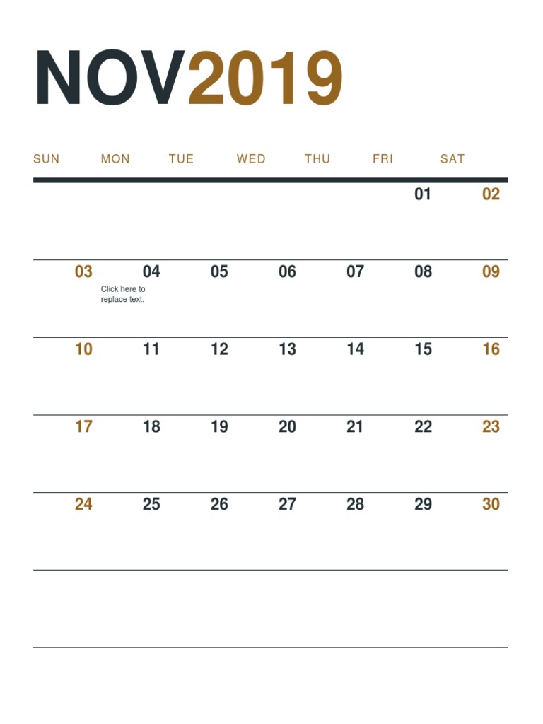 November 2019 Calendar Template | PDF