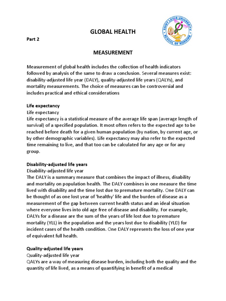 Global Health: Measurement | PDF | Health Human Resources | Hiv/Aids