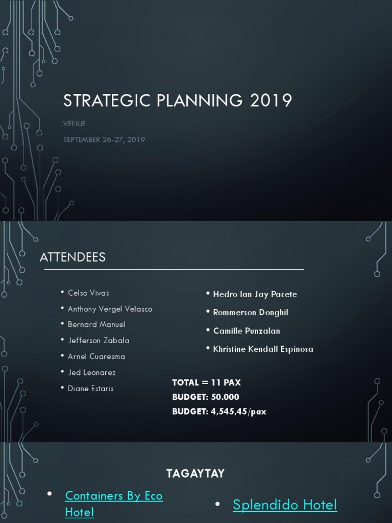 Strategic Planning 2019 Venue Pdf
