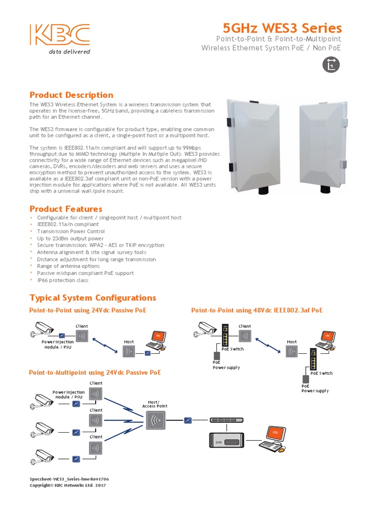 Specsheet Wes3 Series Low Rev1706 | PDF | Ieee 802.11 | Wireless
