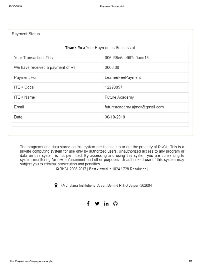 Payment Status: Thank You Your Payment Is Successful | PDF
