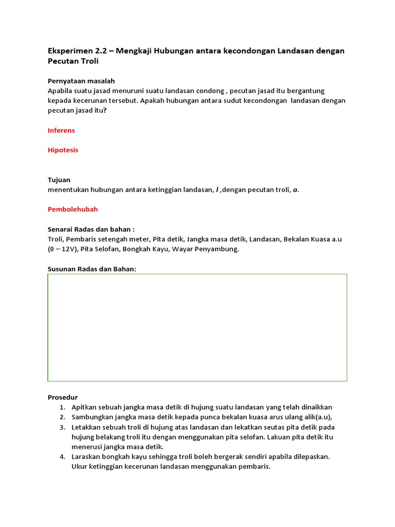 Hubungan Kecerunan dan Pecutan Troli | PDF