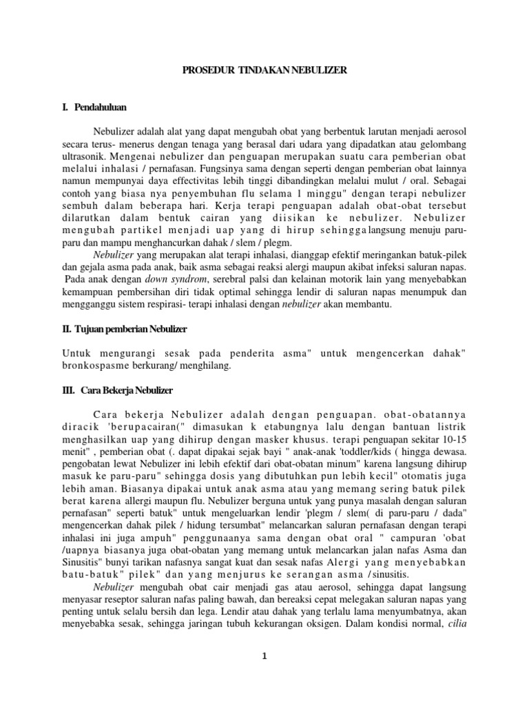 Prosedur Tindakan Nebulizer: Nebulizer Yang Merupakan Alat Terapi ...