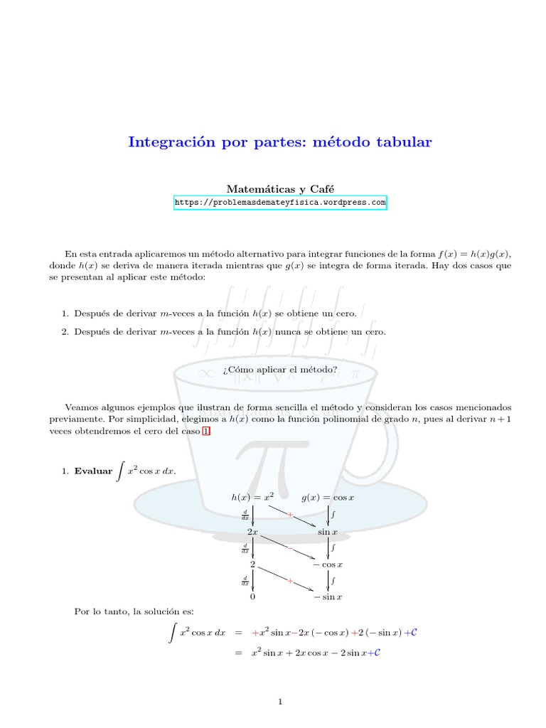 Integración Por Partes: Método Tabular | PDF | Integral | Enseñanza de ...