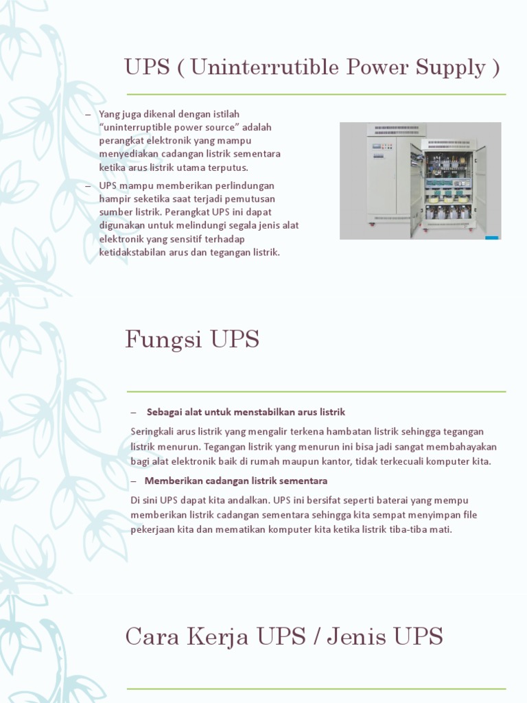 Fungsi dan Cara Kerja UPS Listrik | PDF