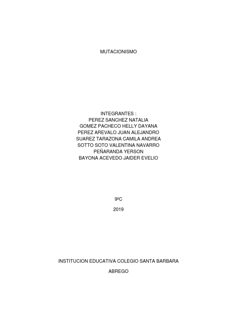 MUTACIONISMO | PDF | Mutación | Mutageno