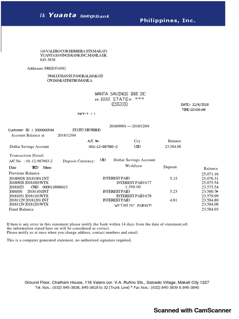 Yuanta: Bank Inc Bank | PDF | Service Industries | Money