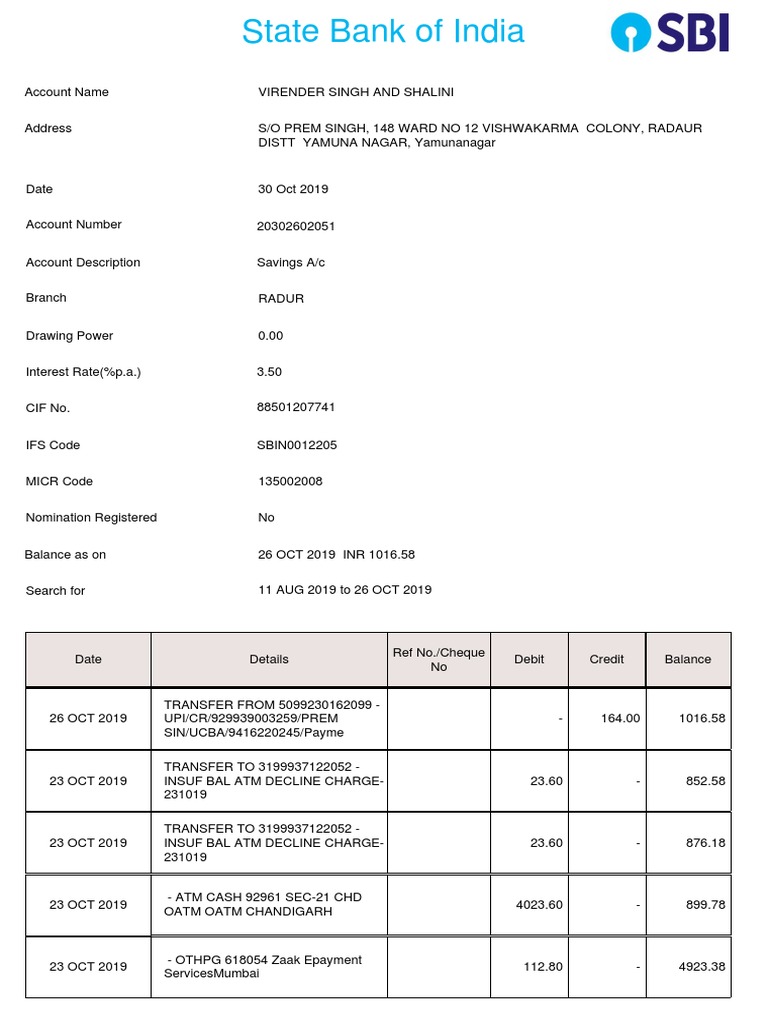 Account Statement PDF | PDF | Payments | Cheque