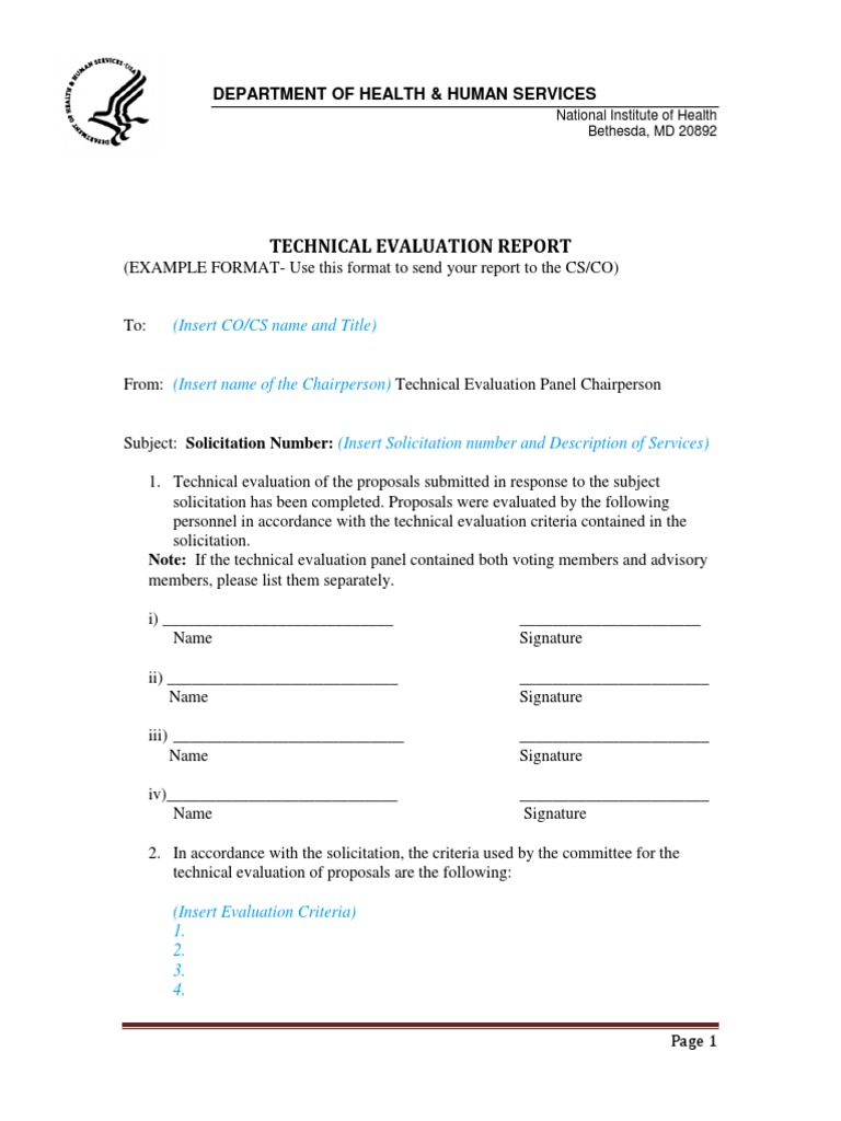 Technical Evaluation Report | PDF | Offer And Acceptance | National ...