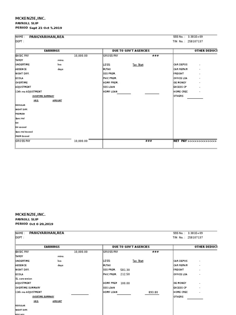 Sample Payslip | PDF | Government Finances | Economy Of The United States