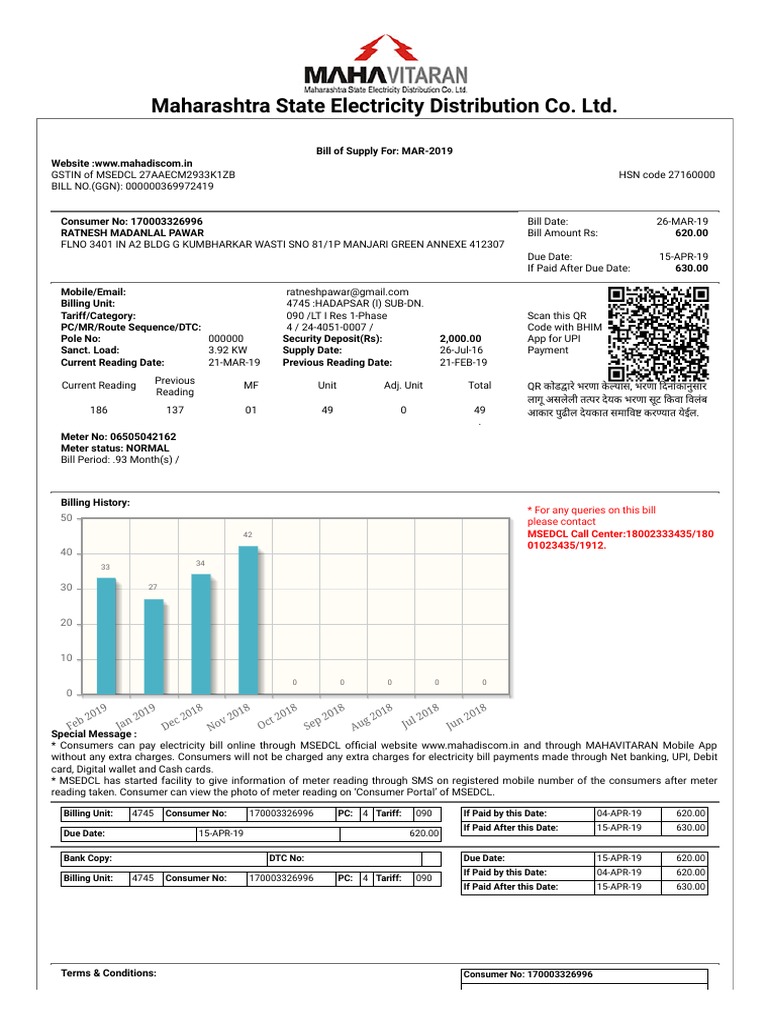 Maharashtra State Electricity Distribution Co. LTD | PDF | Cheque ...