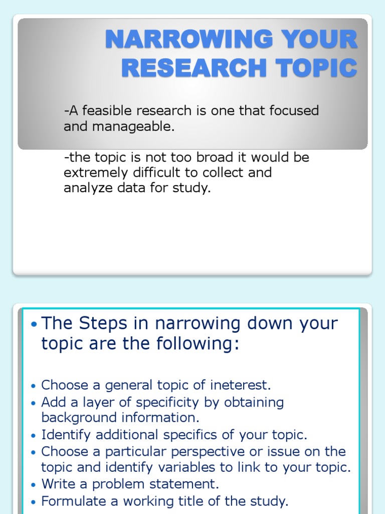 Narrowing Your Research Topic | PDF