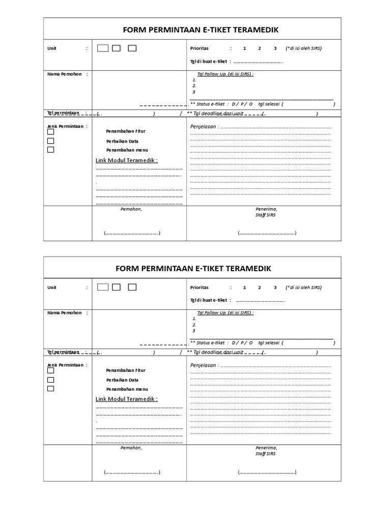 Formulir Permintaan E-Tiket Teramedik | PDF