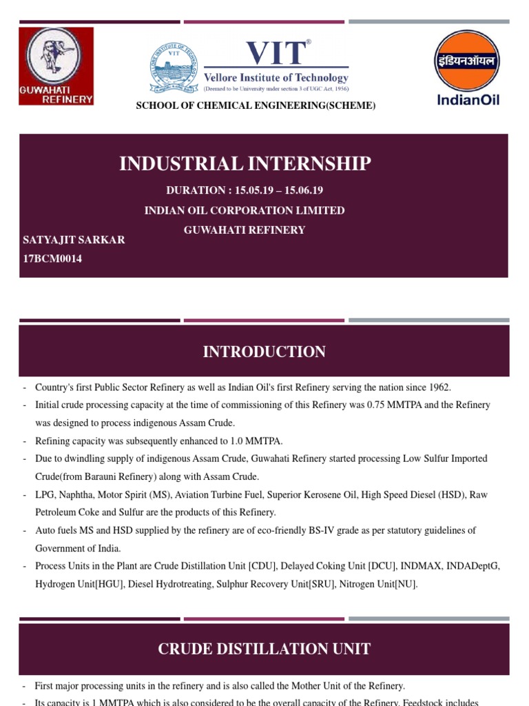 Industrial Internship: School of Chemical Engineering (Scheme) | PDF ...