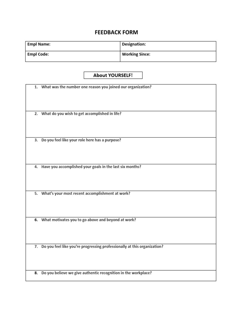 Feedback Form Employees' | PDF