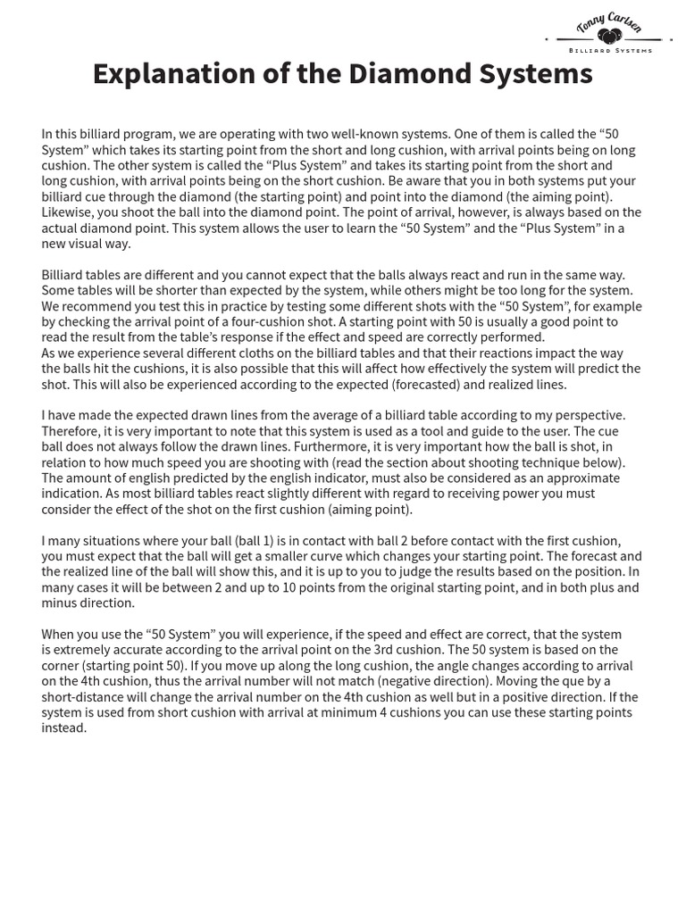 Explanation of The Diamond Systems | PDF | Cue Sports | Hand