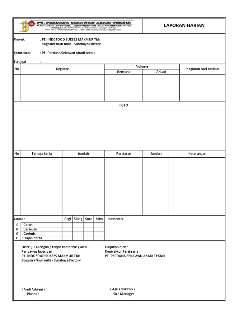 Contoh Laporan Harian | PDF