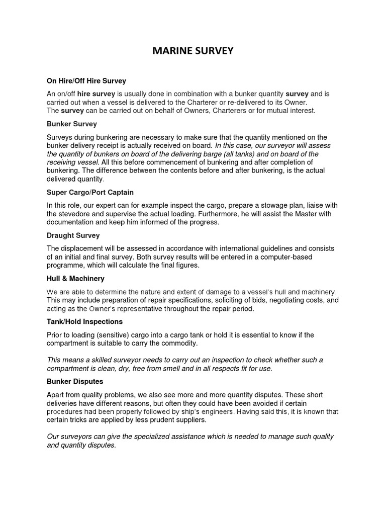 Marine Survey Terms & Definitions | PDF | Ships | Cargo
