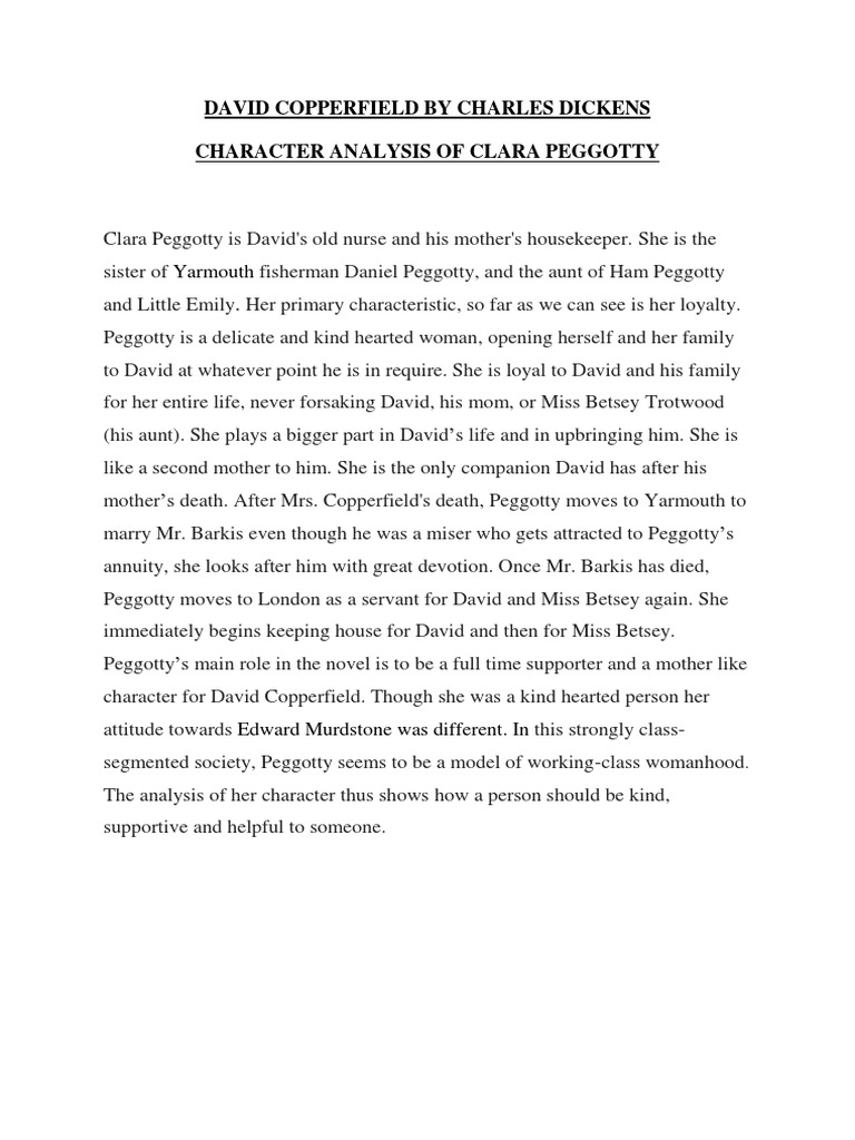 David Copperfield by Charles Dickens Character Analysis of Clara ...