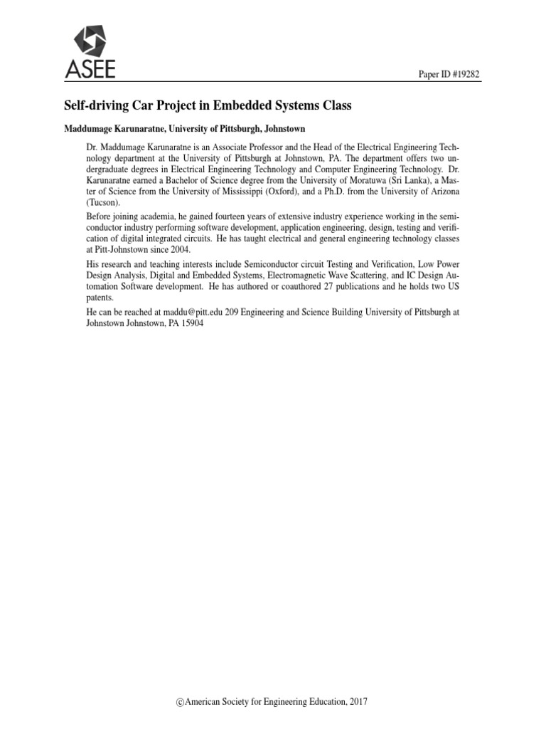 Self Driving Car Project in Embedded Systems Class | PDF | Embedded ...