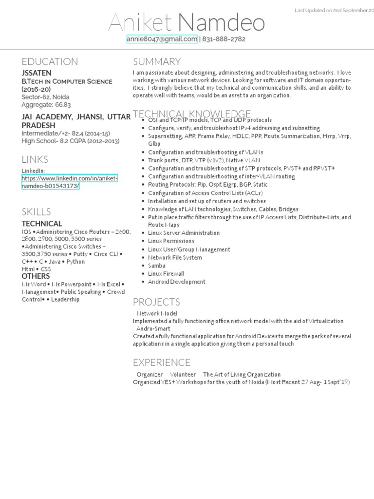 Aniket Resume CV | PDF | Network Switch | Computer Network