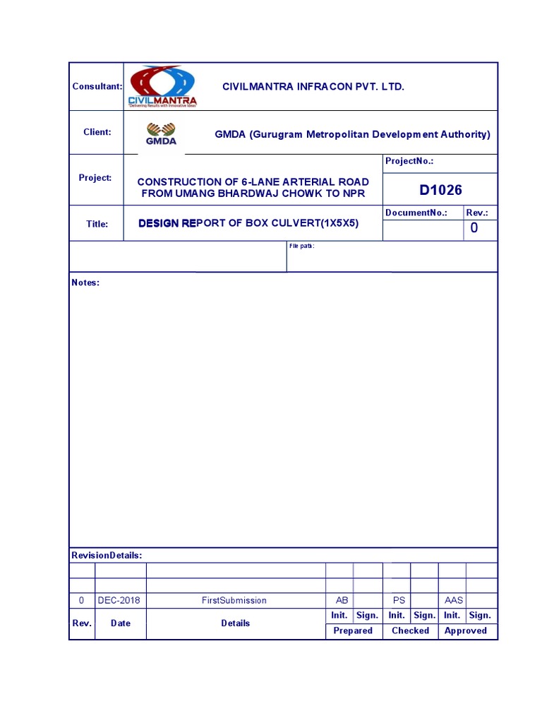 Box Culvert Design Report for Road Project | PDF | Structural Load ...