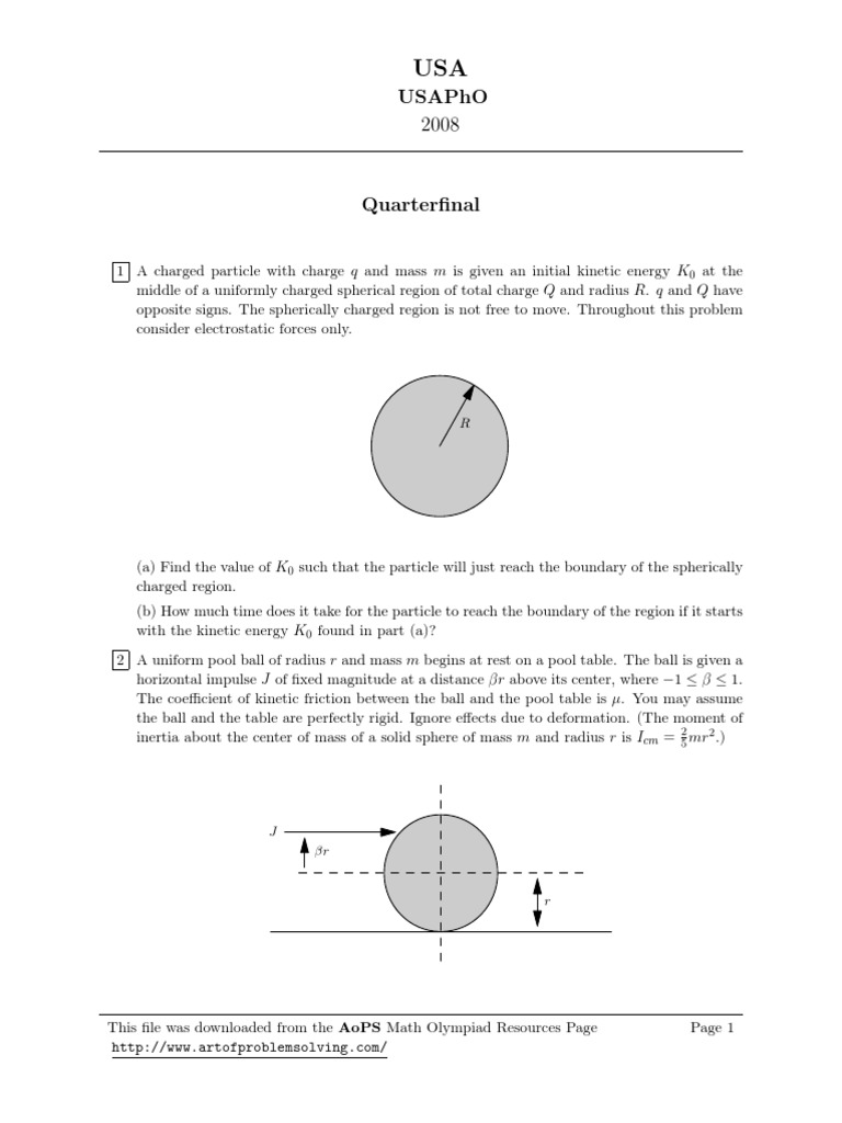 USAPHO | PDF | Kinetic Energy | Mass