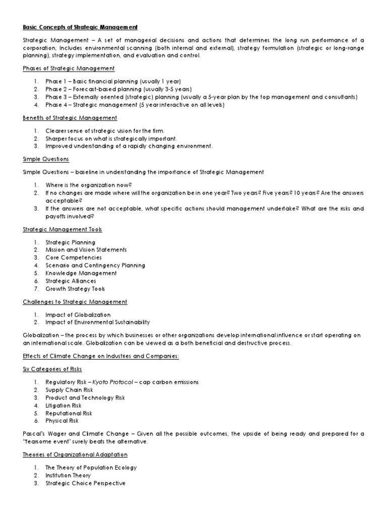 Basic Concepts of Strategic Management | PDF | Strategic Management ...