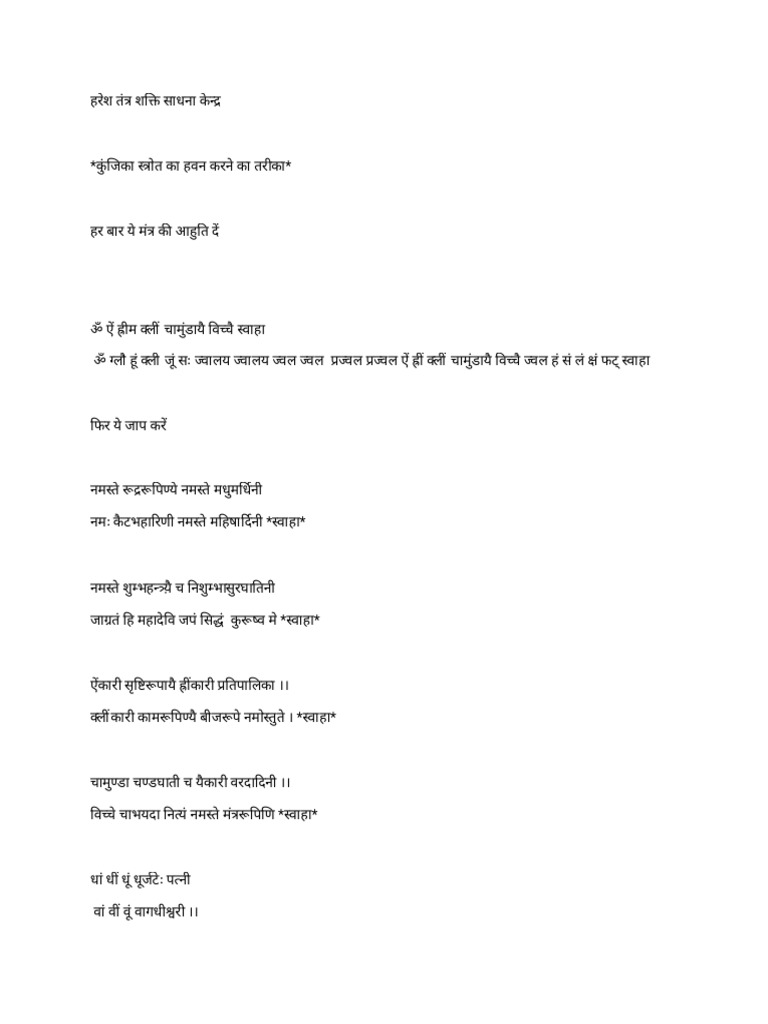 Kunjika Stotra Havan Vidhi | PDF