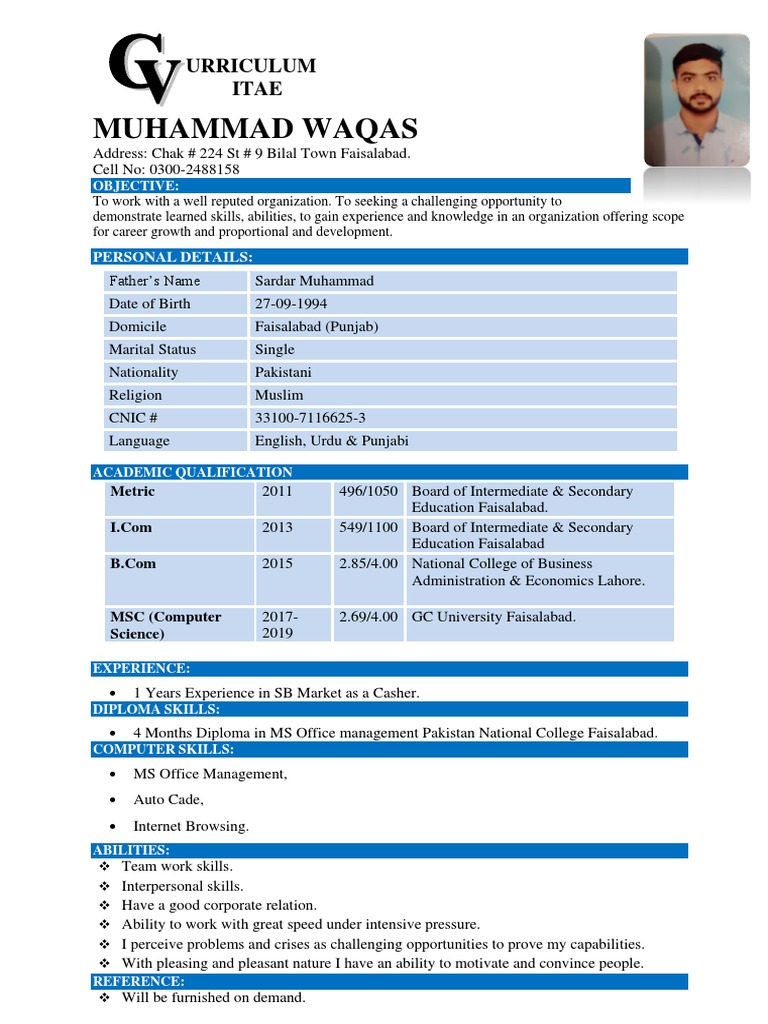 CV of Waqas | PDF
