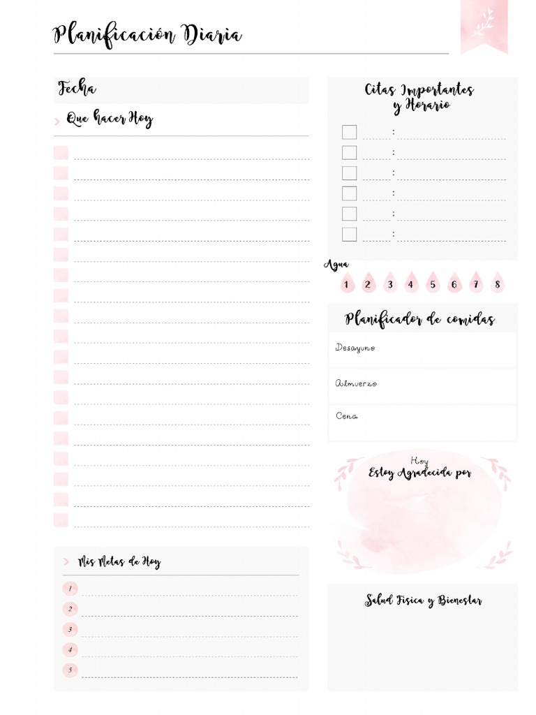 Plantilla para Planificacion Diaria 2020 | PDF