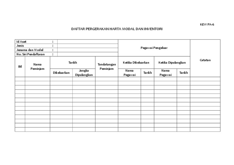 Borang Inventori PJK Sekolah Rendah | PDF
