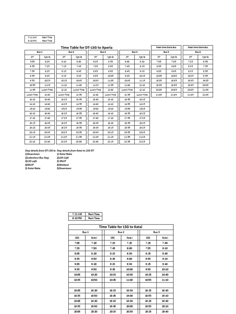Transport Time Table Revised v3-2019-20 | PDF