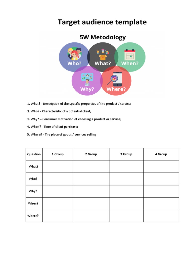 Target Audience Template Prepared by Iliya Shkuruk | PDF