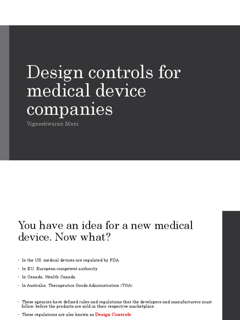 Design Controls for Medical Devices | PDF | Medical Device | Quality ...