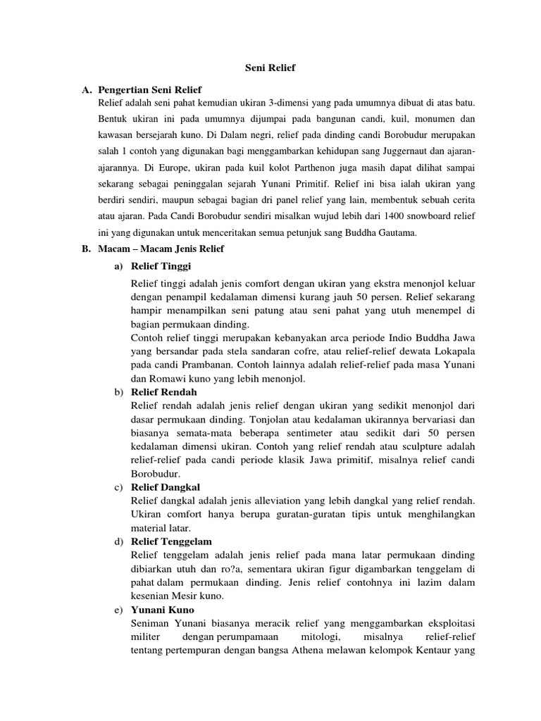 Jenis-Jenis Seni Relief dan Contohnya | PDF | Ilmu Sosial | Seni