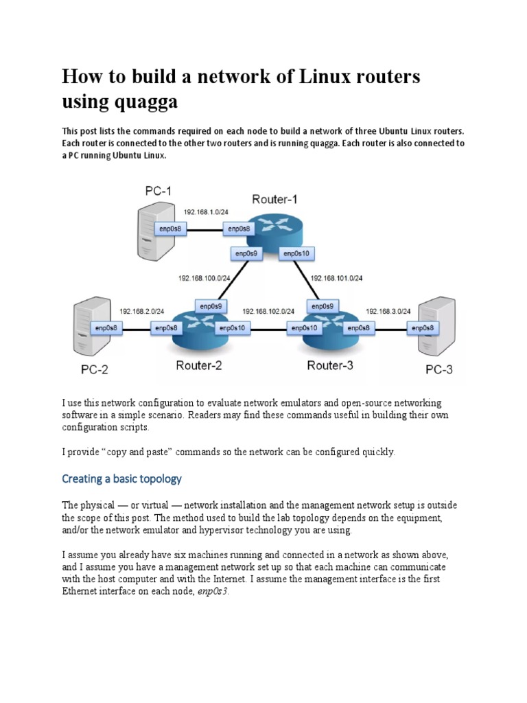 How To Build A Network Of Linux Routers Using Quagga Pdf Command