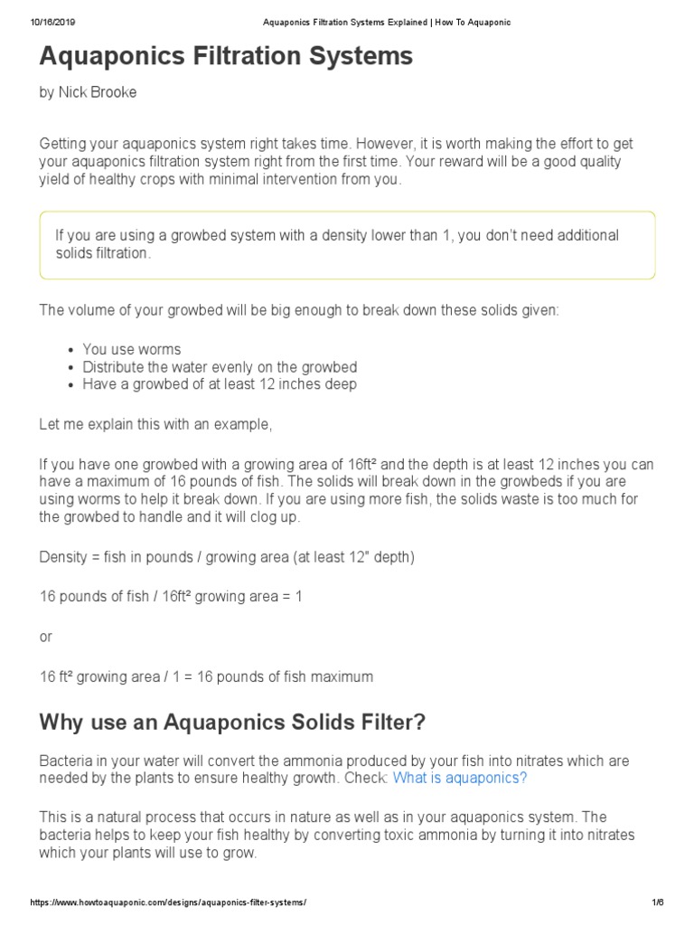 Aquaponics Filtration Systems Explained - How To Aquaponic | PDF ...