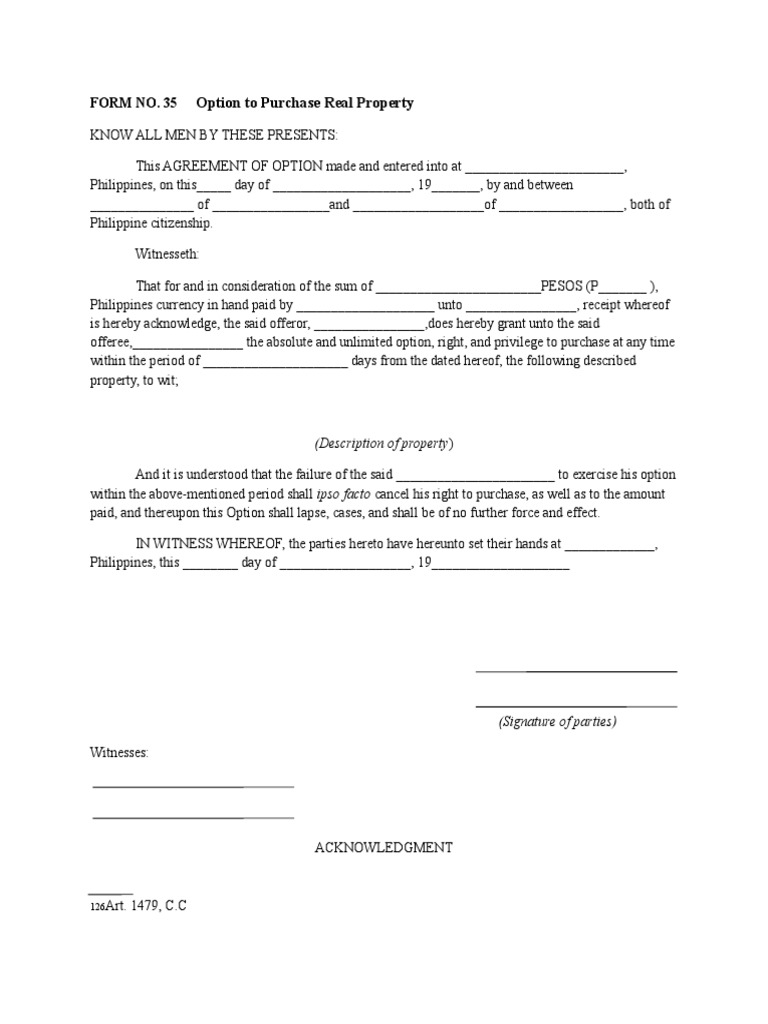 Real Property Purchase Option Agreement | PDF