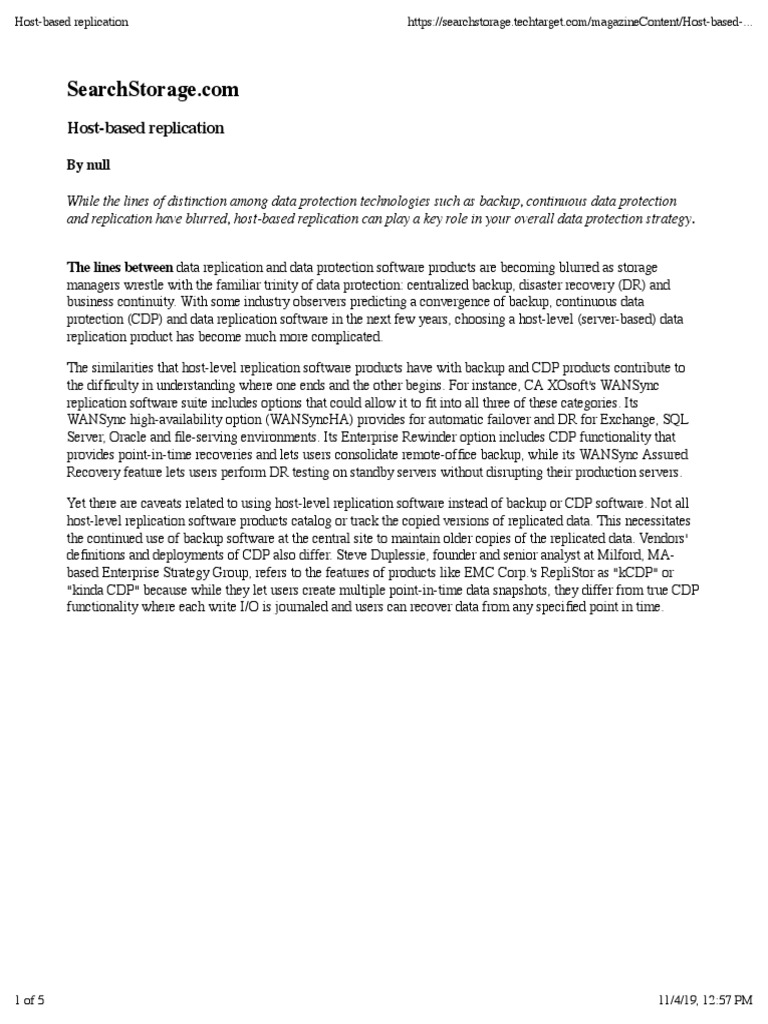 Host Based Replication | PDF | Replication (Computing) | Backup