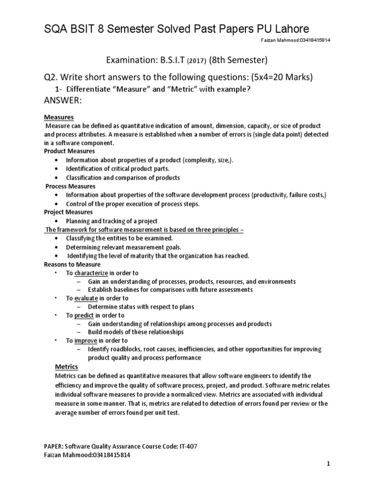 SQA Past Papers | PDF | Software Release Life Cycle | Software Testing