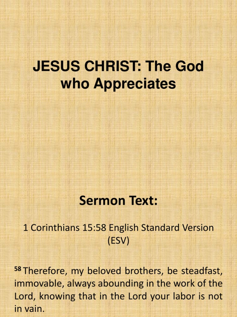 Jesus Christ - The God Who Appreciates | PDF | Christian Belief And ...