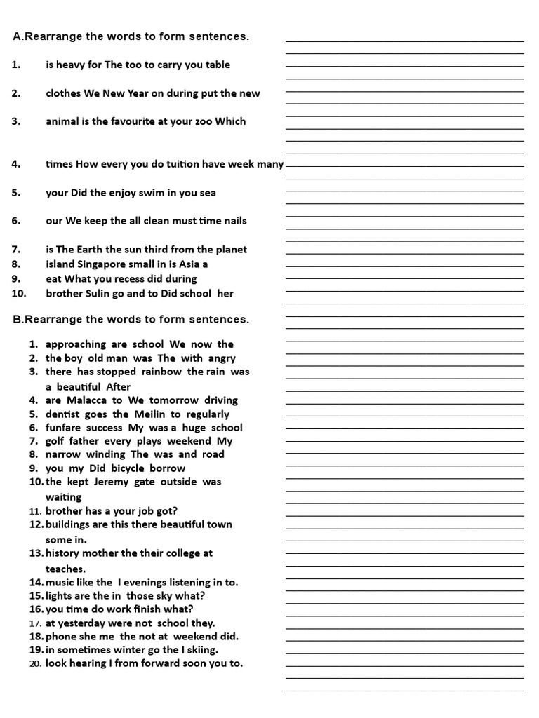 Sentence Rearrangement Exercises | PDF | Nature