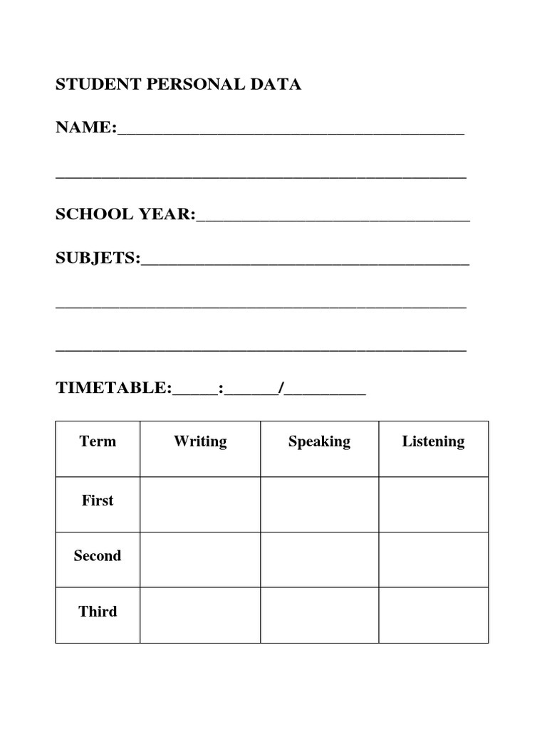Student Personal Data | PDF