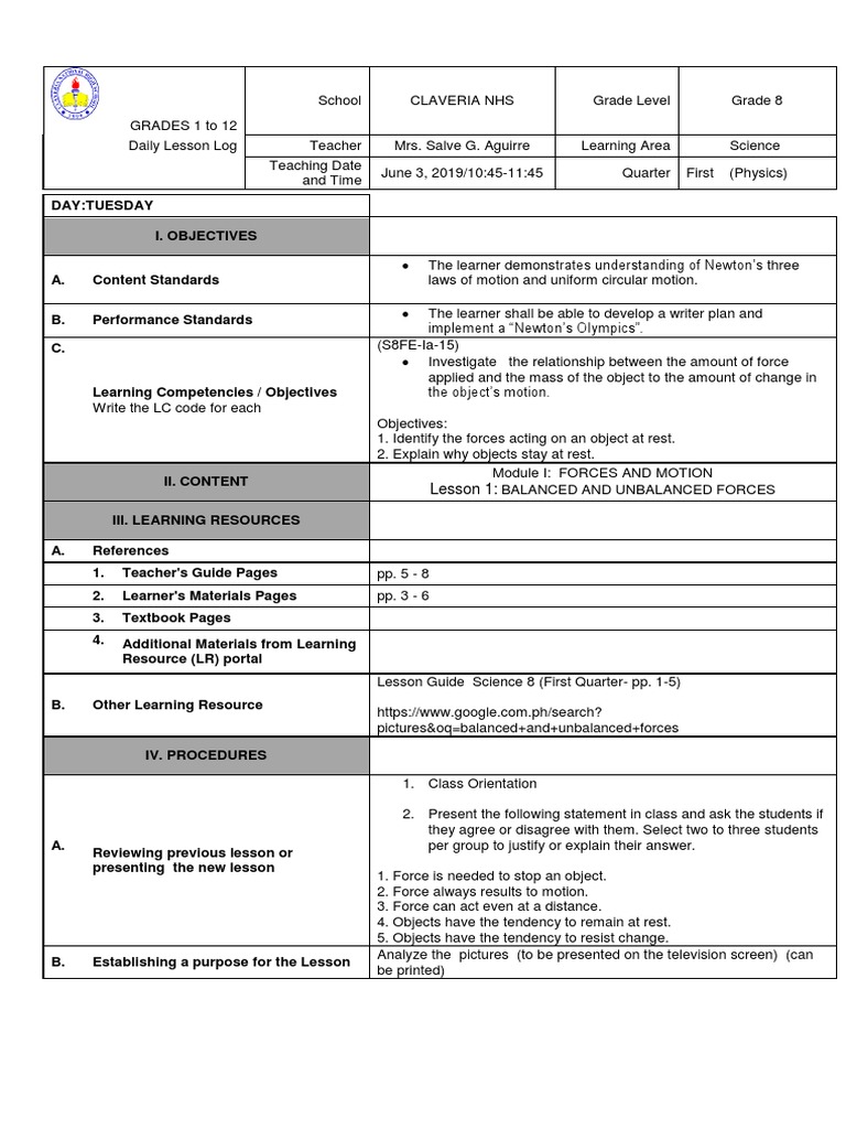 Lesson 1. What Is Force& Motion | PDF | Newton's Laws Of Motion | Inertia