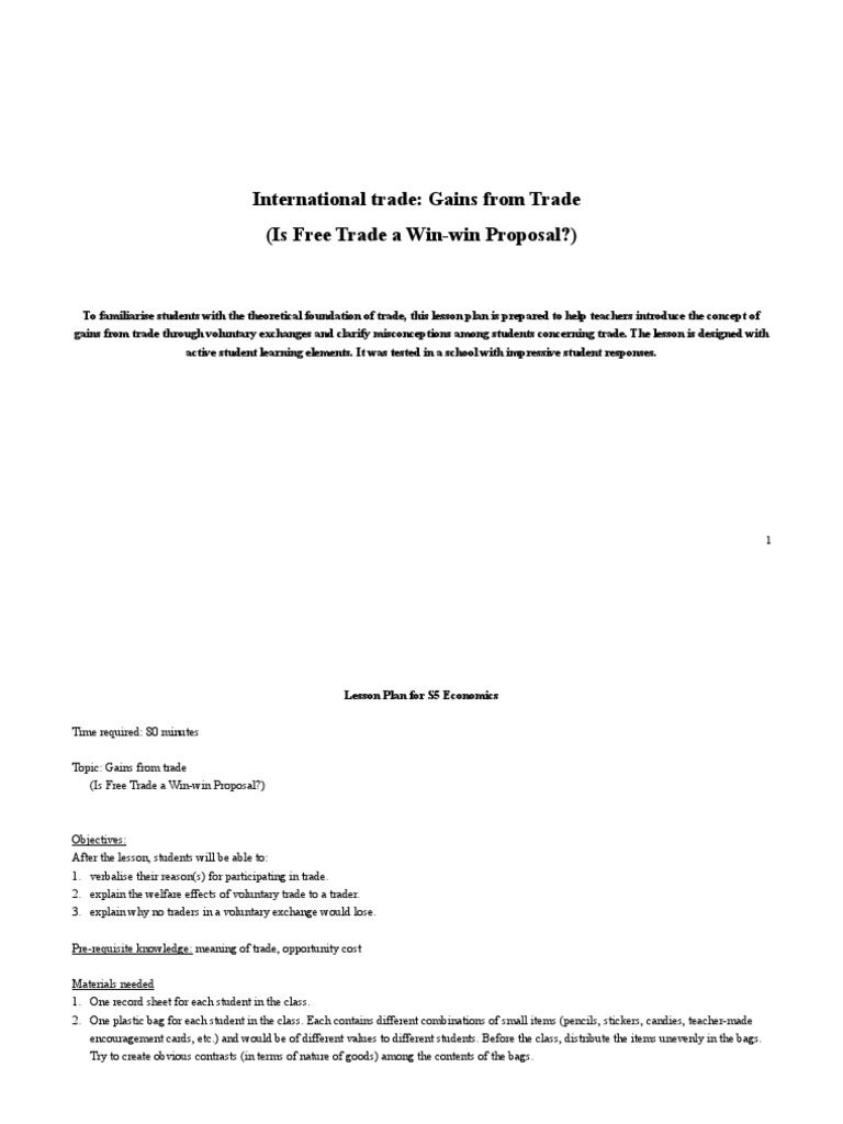 Understanding Gains from Trade in Economics | PDF | Value (Economics ...