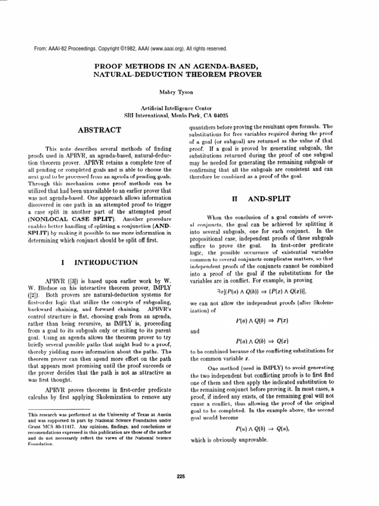 Proof Methods in An Agenda-Based, Natural-Deduction Theorem Prover | PDF | Mathematical Proof ...