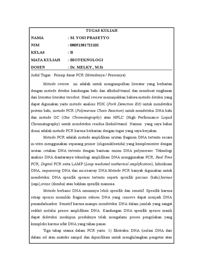 Prinsip Dasar PCR | PDF | Memasak, Makanan, & Anggur | Kesehatan Holistik