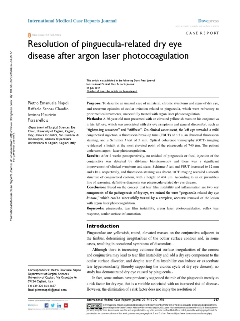 Resolution of Pinguecula-Related Dry Eye Disease A | PDF | Human Eye | Medical Specialties